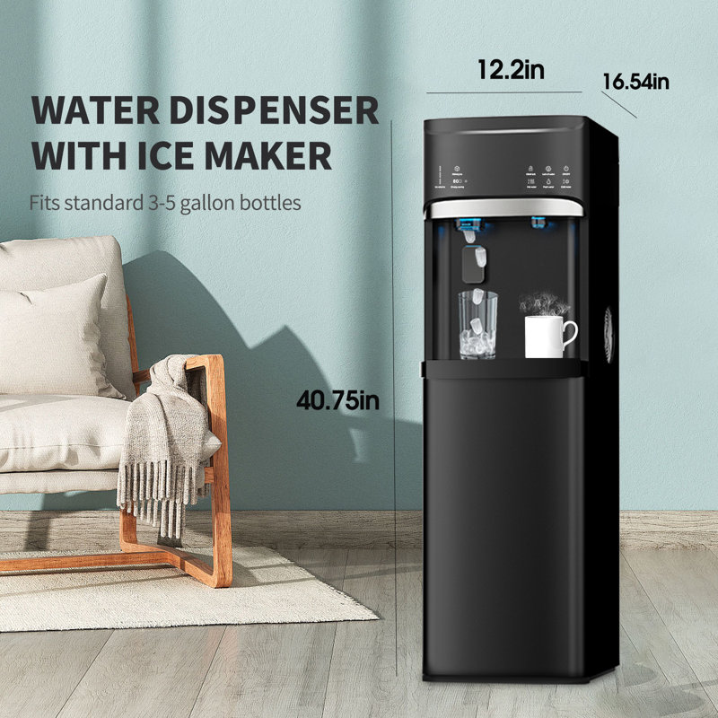 Soopyk 3 In 1 Hot And Cold Water Dispenser With Ice Maker Bottom Load Water Jug For 3 Or 5 ...